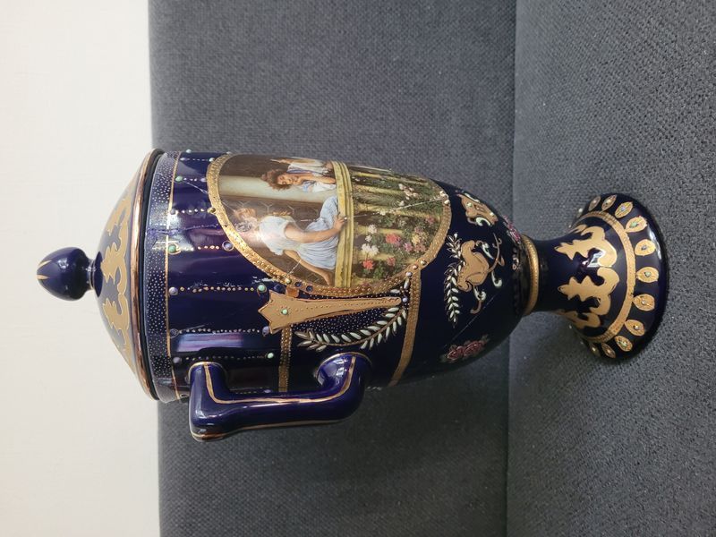 Rare SATSUMA Large Chinese Blue Art Nouveau Porcelain